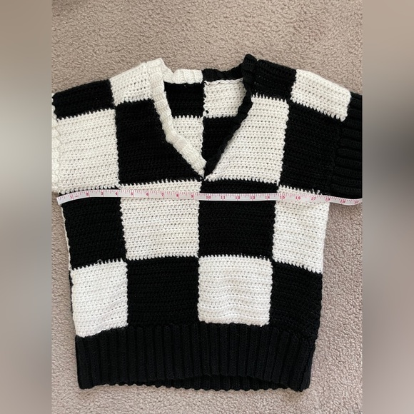 Handmade | Sweaters | Handmade Black White Check Checkered Knit Vest As ...